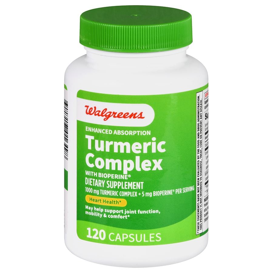 Walgreens Enhanced Absorption Turmeric Complex with BioPerine Capsules ...