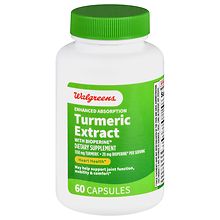 Walgreens Enhanced Absorption Turmeric Extract with BioPerine Capsules ...
