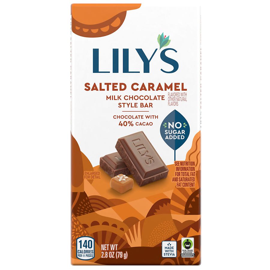 Lily's No Sugar Added, Sweets, Bar Salted Caramel Flavored Milk ...