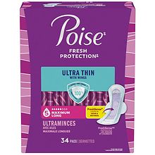 Poise Ultra Thin Incontinence Pads with Wings, Maximum Absorbency, Long ...
