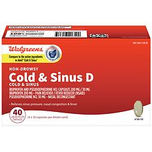 Walgreens Non-Drowsy Cold & Sinus D Liquid-Filled Capsules | Walgreens