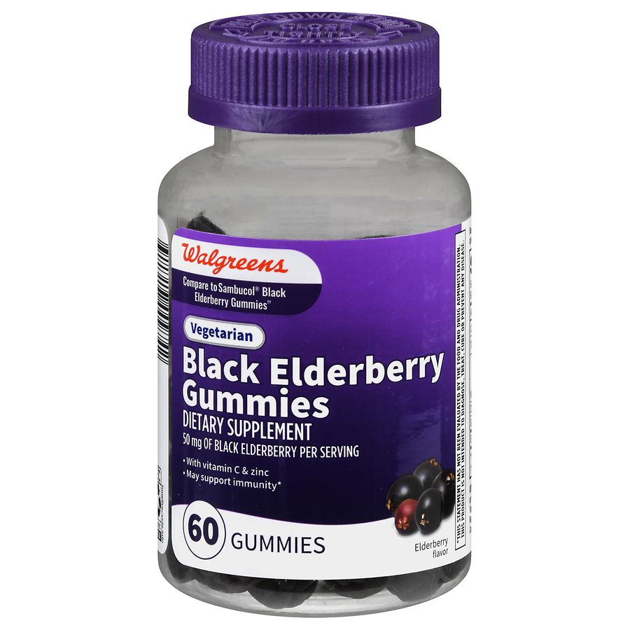 Walgreens Vegetarian Black Elderberry 50 mg Gummies | Walgreens