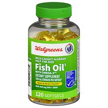 Walgreens Wild-Caught Alaskan Half-the-Size Fish Oil with Omega-3 1200 ...