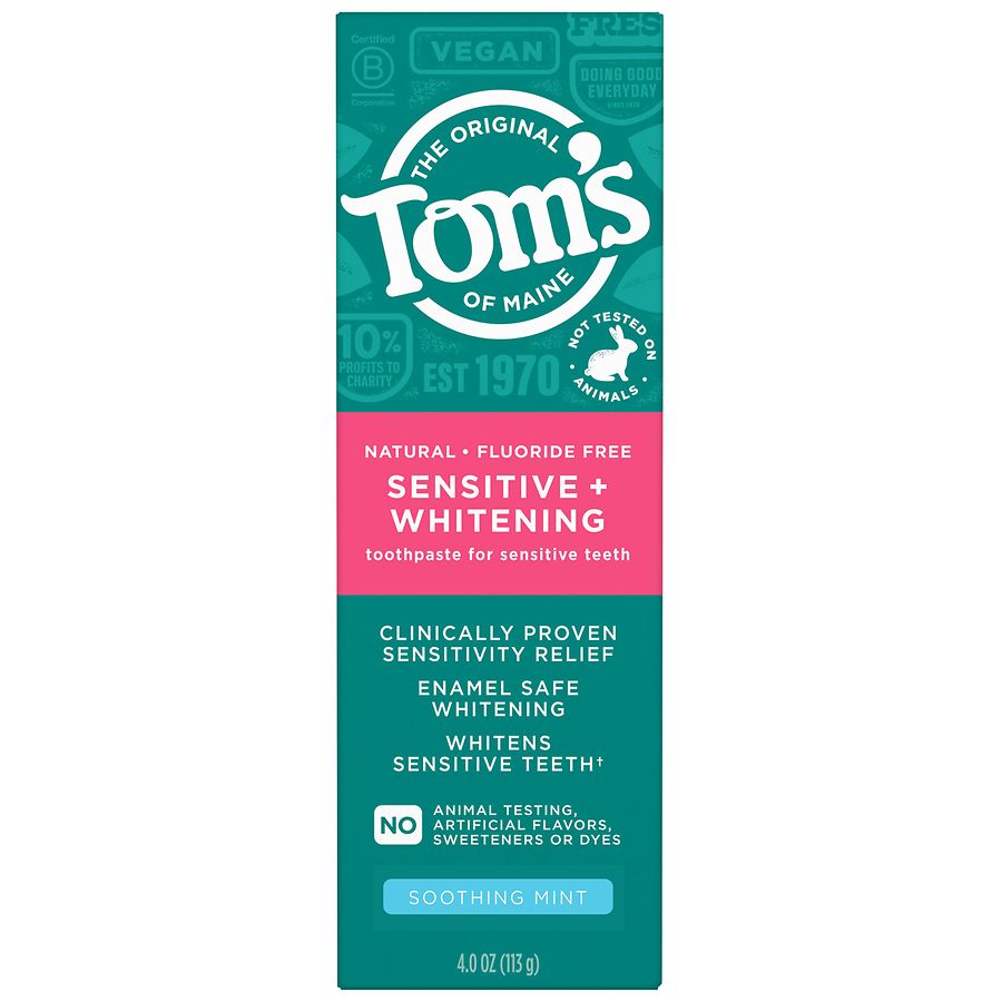 Tom's of Maine Sensitive + Whitening Toothpaste Soothing Mint | Walgreens