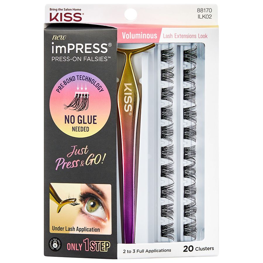 Kiss imPRESS 1-Step Press-On Falsies - No Glue Needed False Eyelash ...