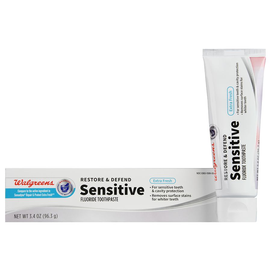 Walgreens Restore & Defend Sensitive Fluoride Toothpaste Extra Fresh ...