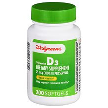 Walgreens Vitamin D3 25 mcg (1000 IU) 200 Soft Gels | Walgreens
