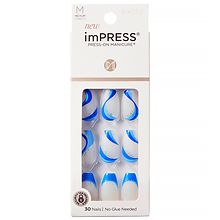 Kiss imPRESS Press-On Manicure Fake Nails, Mesmerize, Blue | Walgreens