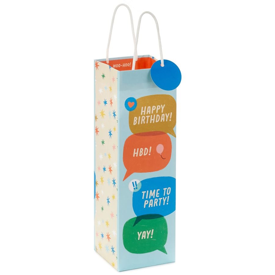 Hallmark Birthday Bottle Gift Bag (Text Bubbles) | Walgreens