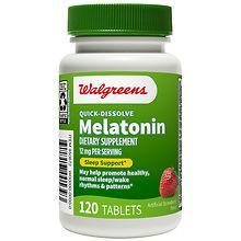 Walgreens Quick-Dissolve Melatonin 12 mg Tablets (120 days) Strawberry ...