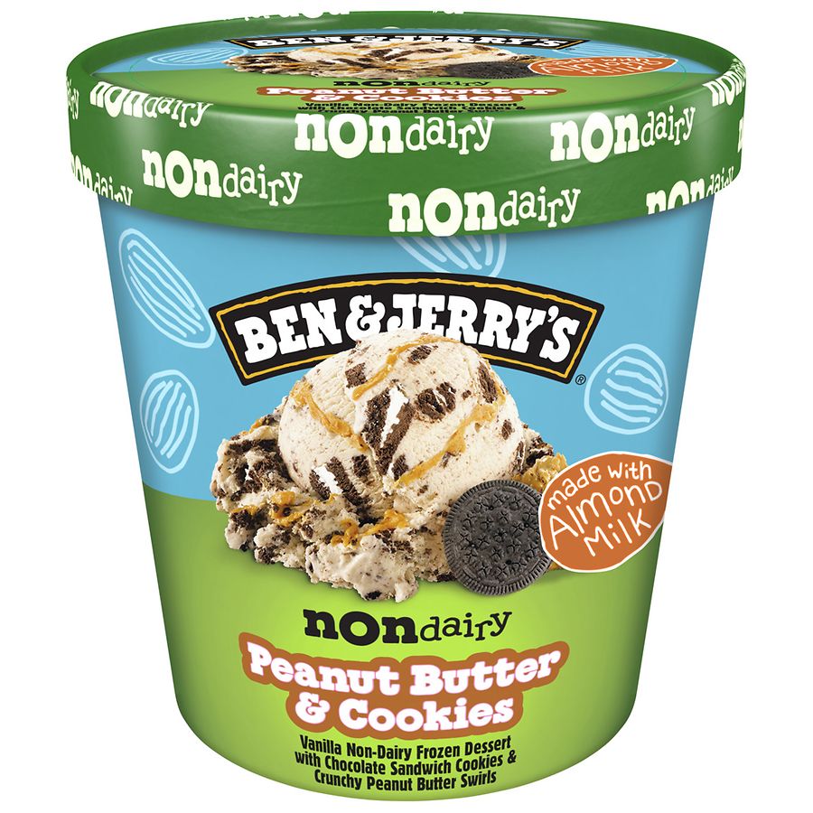 Ben & Jerry's Non-Dairy Frozen Dessert Peanut Butter & Cookies, 16 oz ...