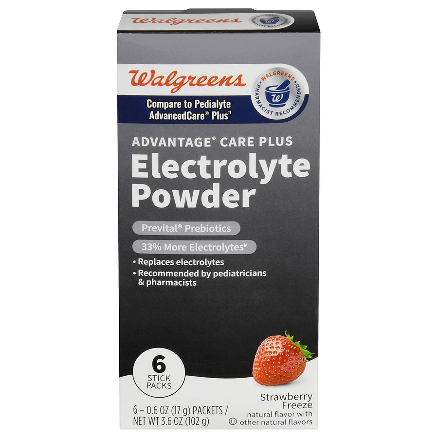 Walgreens Advantage Care Plus Electrolyte Powder Stick Packs Strawberry ...
