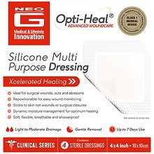 Neo G Opti-Heal Advanced Silicone Multipurpose Dressing 4" x 4 ...