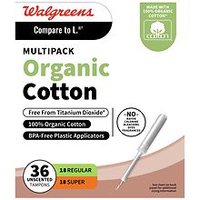 Walgreens Organic Cotton BPA Free Plastic Applicator Tampon Multipack | Walgreens
