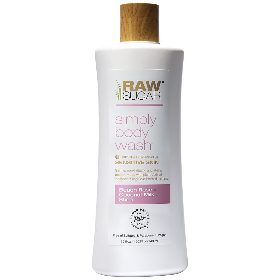 Raw Sugar Simply Body Wash for Sensitive Skin Beach Rose + Coconut Milk ...
