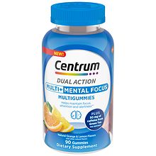 Centrum Dual Action Mental Focus MultiGummies Natural Orange & Lemon ...