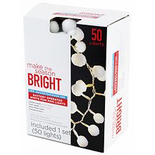 Festive Voice LED Battery Operated Pom Pom Lights White | Walgreens