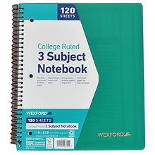 Wexford College Ruled 3 Subject Notebook Assorted | Walgreens
