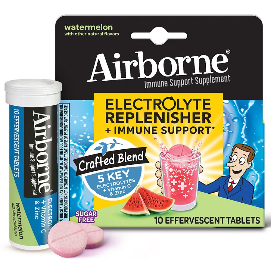 Airborne Electrolyte Replenisher + Immune Support, Effervescent Tablets ...