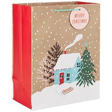 Hallmark Large Holiday Gift Bag (Winter Cabin on Kraft Paper) | Walgreens
