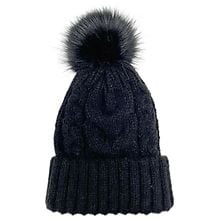 West Loop Thick Cable Knit Faux Fuzzy Fur Pom Hat | Walgreens