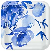 Hallmark Paper Dinner Plates (Watercolor Flowers) Blue | Walgreens