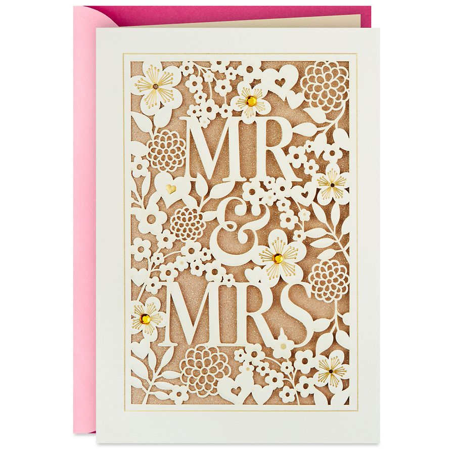 Hallmark Wedding Card (Flowers and Hearts Mr. and Mrs.) E14 | Walgreens