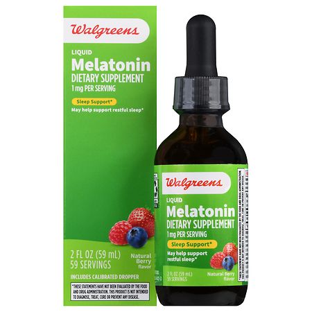 Walgreens Liquid Melatonin 1 mg (59 days) Natural Berry | Walgreens