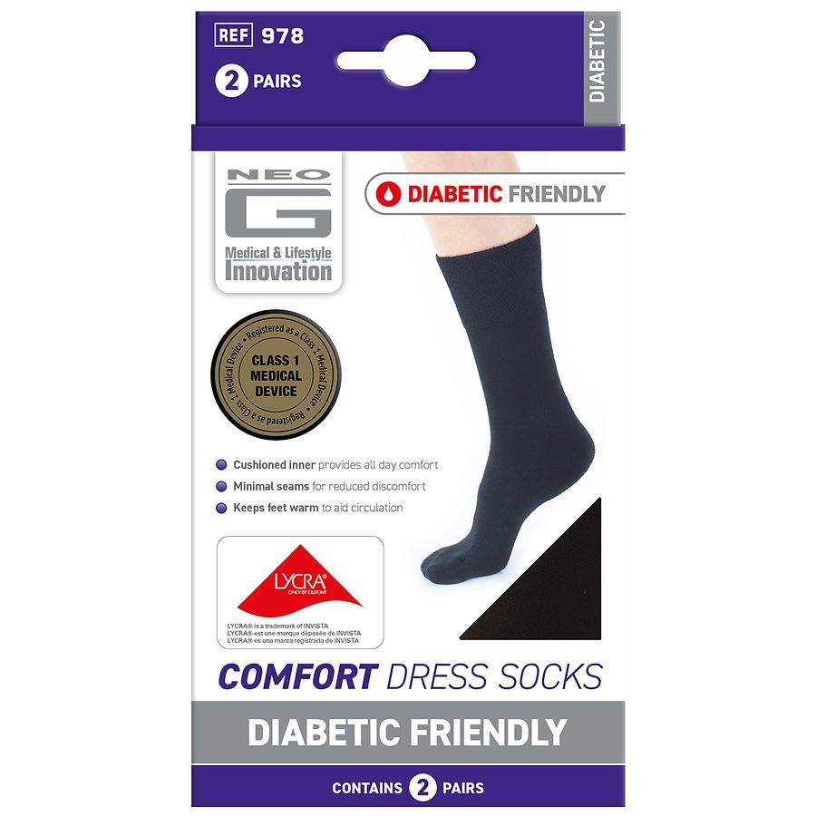 Neo G Long Comfort Socks Black, Black | Walgreens