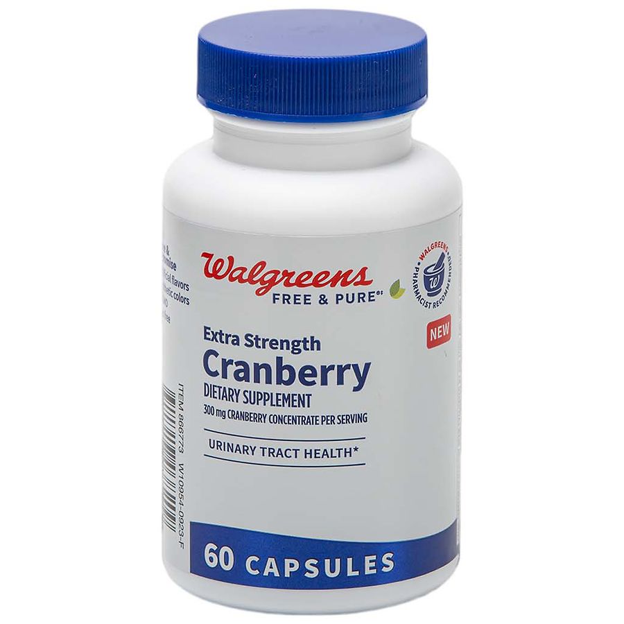 Walgreens Free & Pure Extra Strength Cranberry Supplement 300 mg ...
