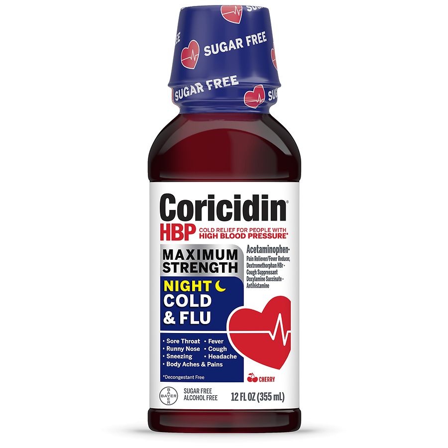 Coricidin HBP Maximum Strength Cold & Flu Night Cherry | Walgreens