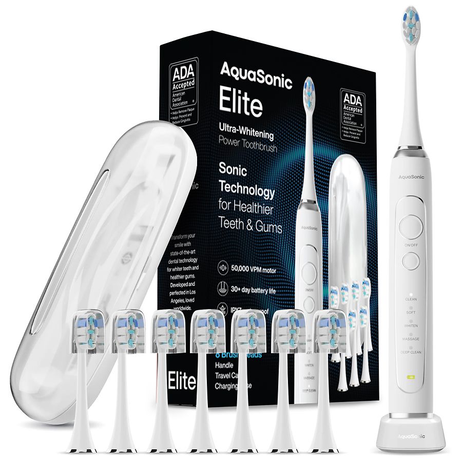 Aquasonic Ultra Whitening Rechargeable Toothbrush White | Walgreens