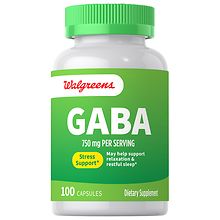 Walgreens GABA Supplement 750 mg Capsules for Stress Support (100 days ...