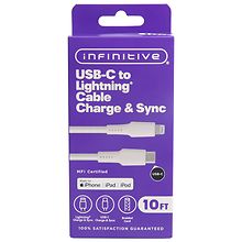 Infinitive USB-C to Lightning Braided Cable White, White | Walgreens
