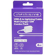 Infinitive USB-A to Lightning Cable Wall Charger 12W Combo Pack White ...