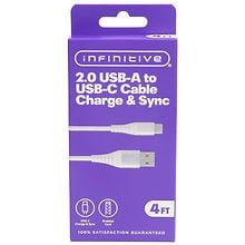 Infinitive USB A to C Braided Cable White, White | Walgreens