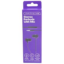 Infinitive Stereo Earbuds With Mic Black | Walgreens