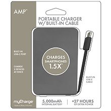 MyCharge Portable Charger with Built-In Cable Grey | Walgreens