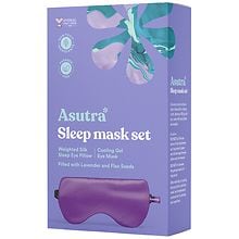 Asutra Sleep Mask Set with Weighted Silk Eye Pillow & Cooling Gel Mask ...