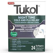 Tukol Night Time Soft Gels, Cold & Flu Multi-Symptom Relief | Walgreens
