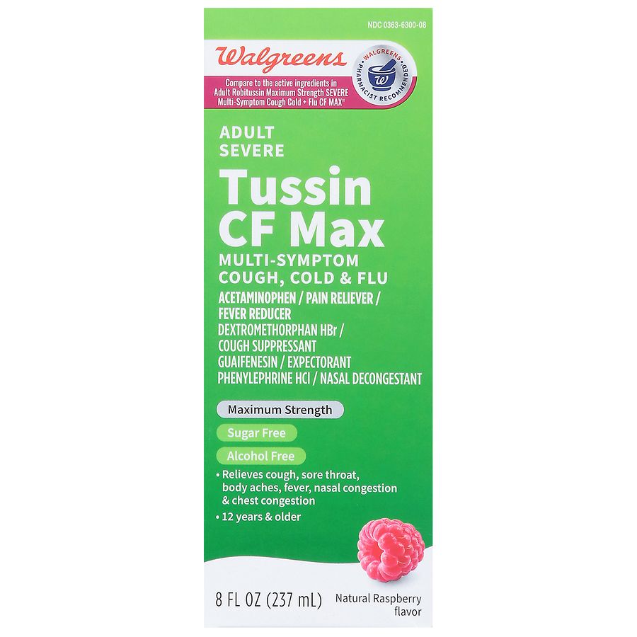 Walgreens Adult Severe Tussin CF Max Liquid Natural Raspberry | Walgreens