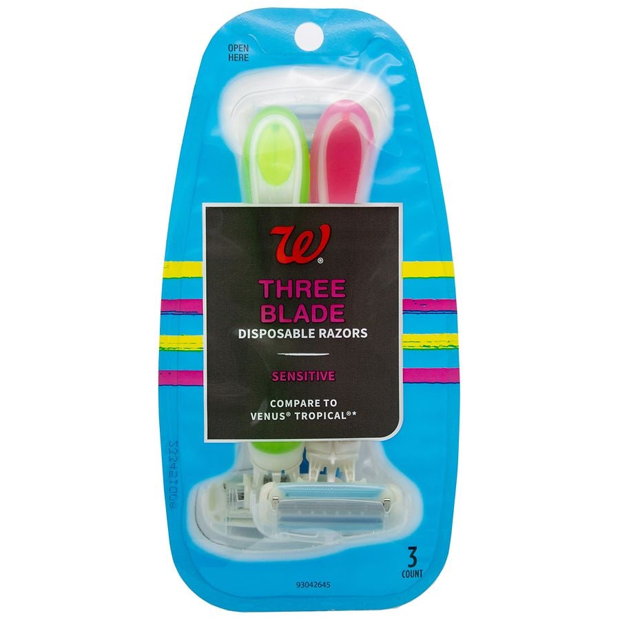 Walgreens Women's Three Blade Disposable Razors for Sensitive Skin ...