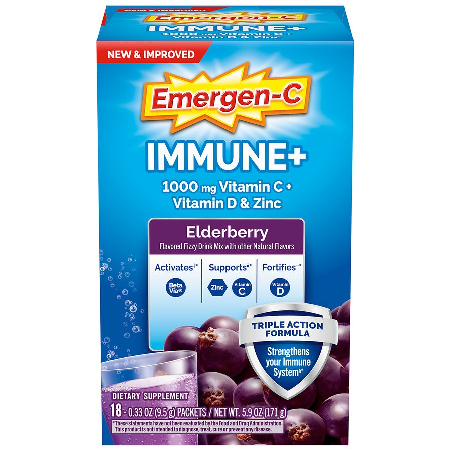 Emergen-C Immune+ Triple Action Powder Elderberry | Walgreens