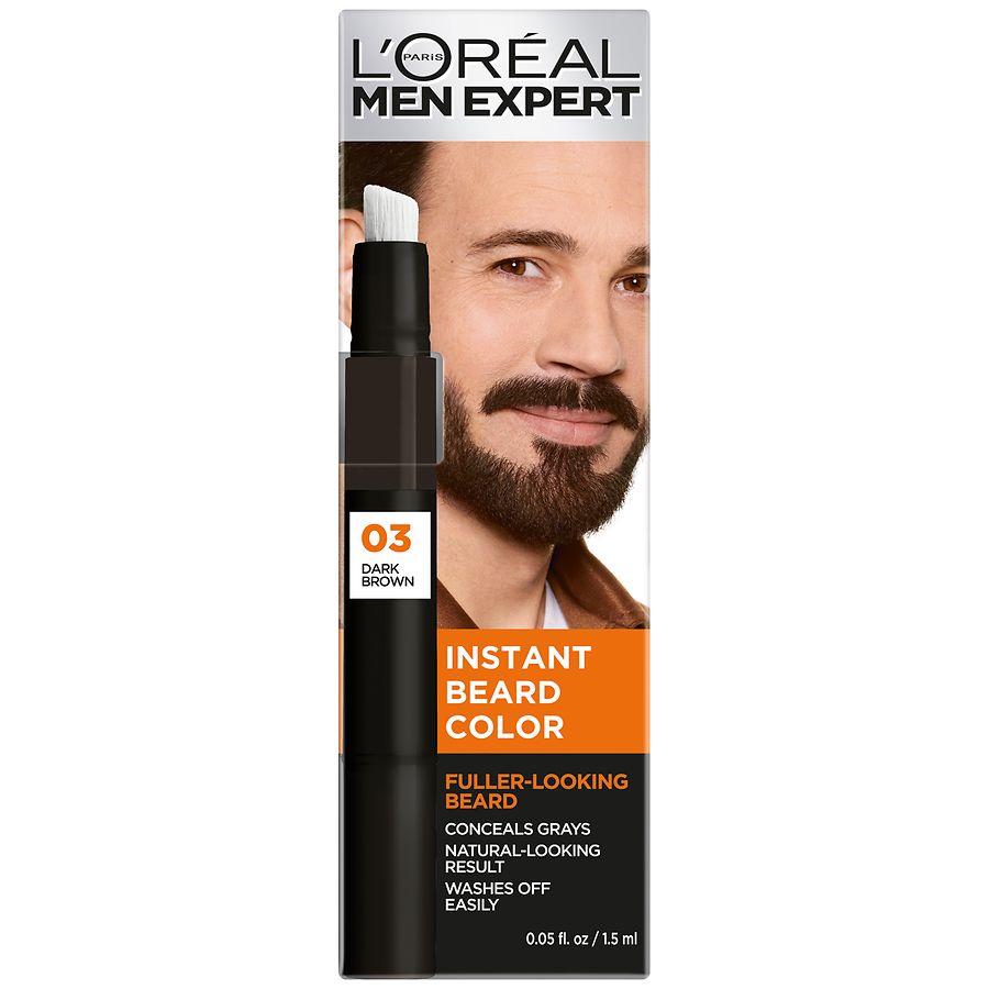 L'Oreal Paris Men's Expert Instant Temporary Beard Color, 03 Dark Brown ...