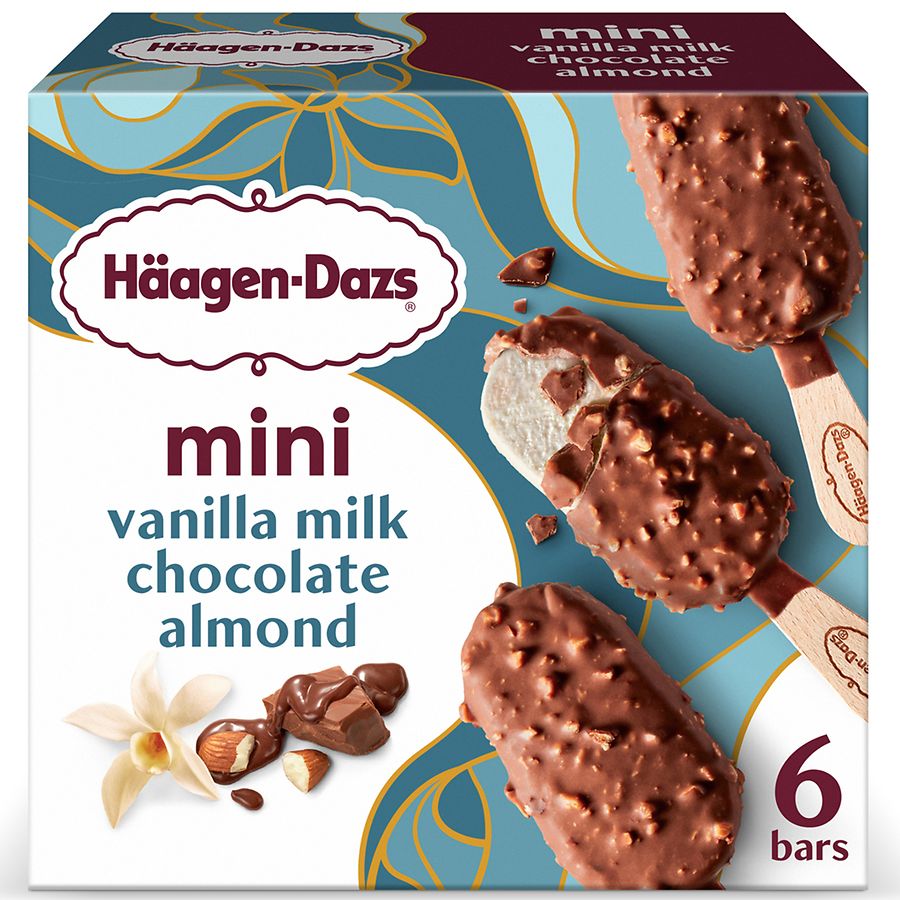 Haagen Dazs Mini Ice Cream Bars Vanilla Milk Chocolate Almond, Mini ...