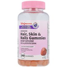 Walgreens Advanced Hair, Skin & Nails Gummies (70 days) Natural ...