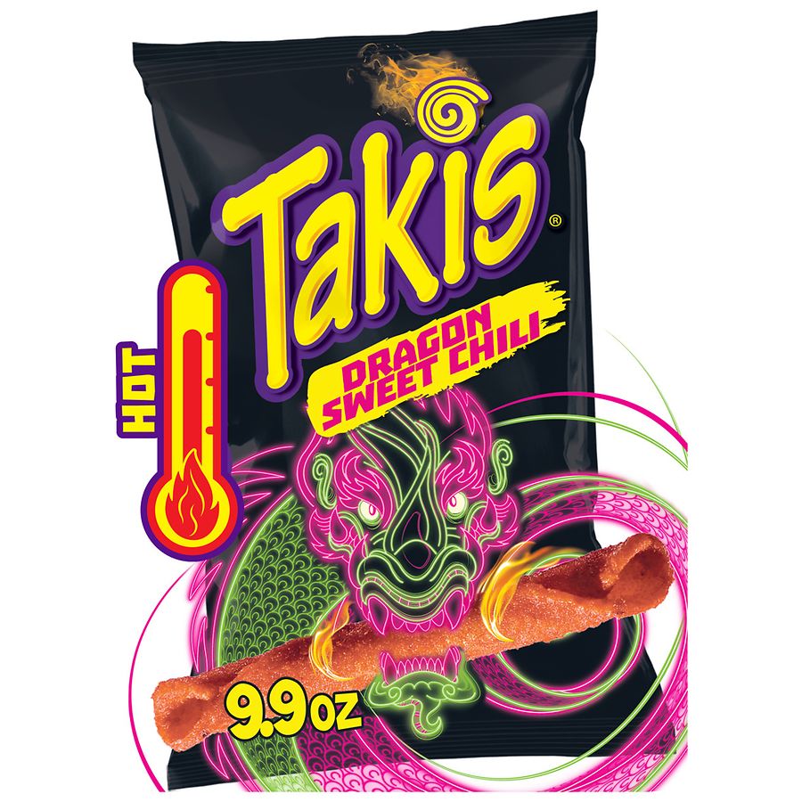 Takis Dragon Sweet Chili, Sharing Size Bag, Hot Tangy Rolled Tortilla Chips Dragon Sweet Chili ...