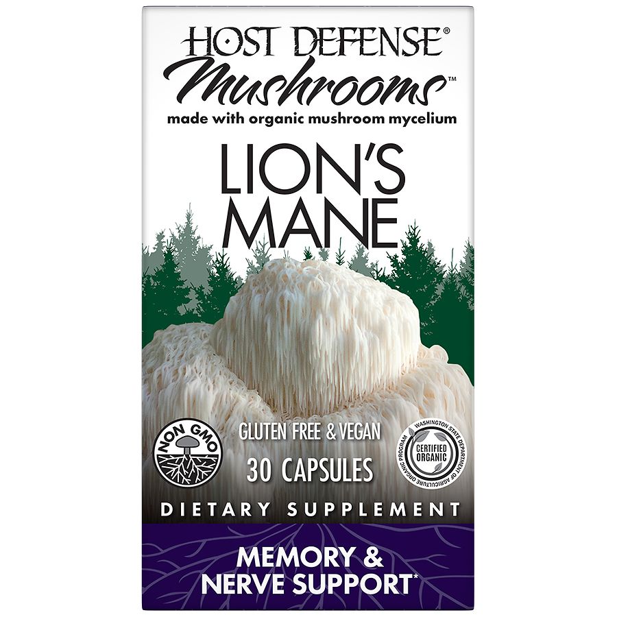 Host Defense Lion's Mane Mushroom Supplement Capsules for Memory ...