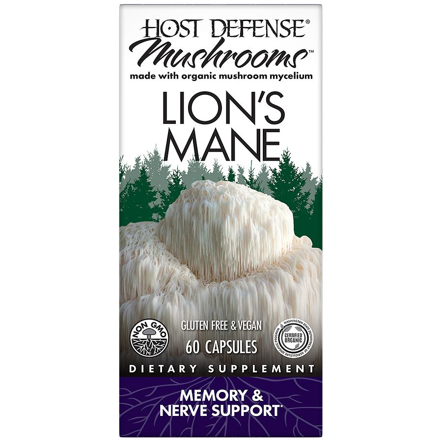 Host Defense Lion's Mane Mushroom Supplement Capsules for Memory ...