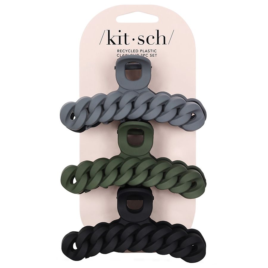 KITSCH Eco-Friendly Chain Claw Clips Black/ Moss | Walgreens